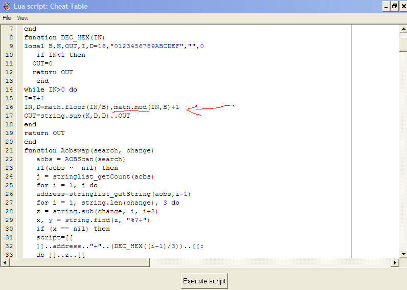 Cheat Engine Lua Script Error