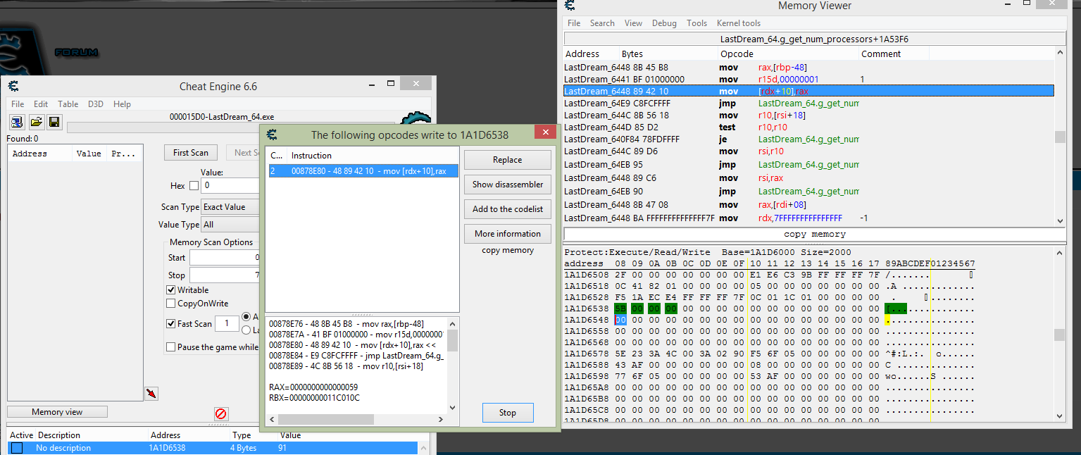 Cheat Engine :: View topic - Help, value changes back