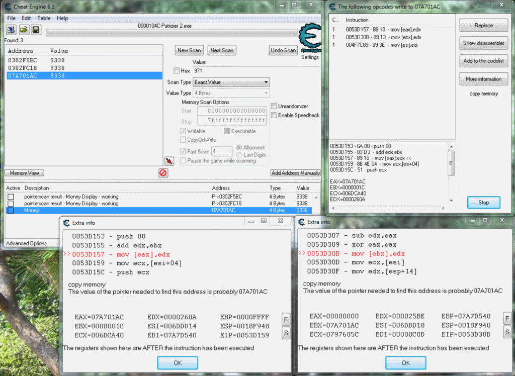 Cheat Engine :: View topic - Patrician III - Cant find a pointer