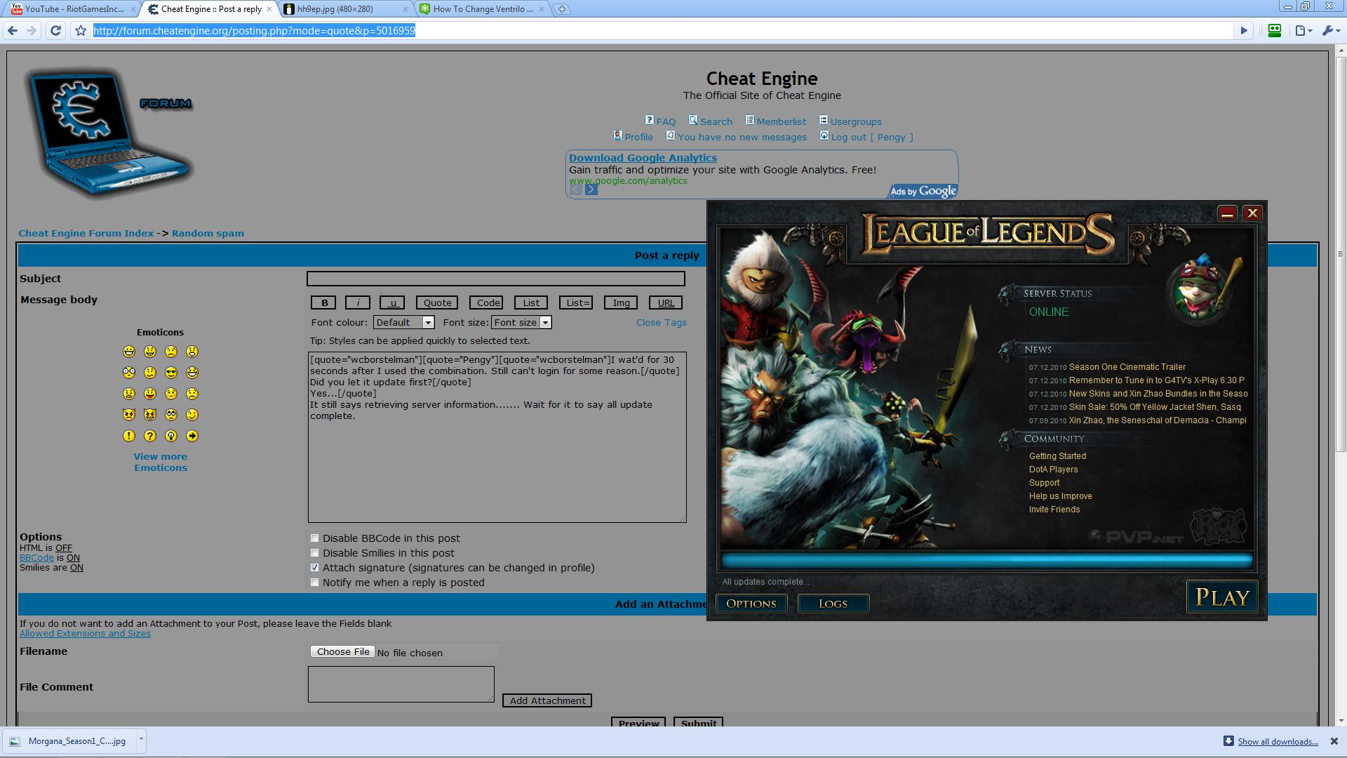 Cheat Engine :: View topic - New LoL login screen for you faggots