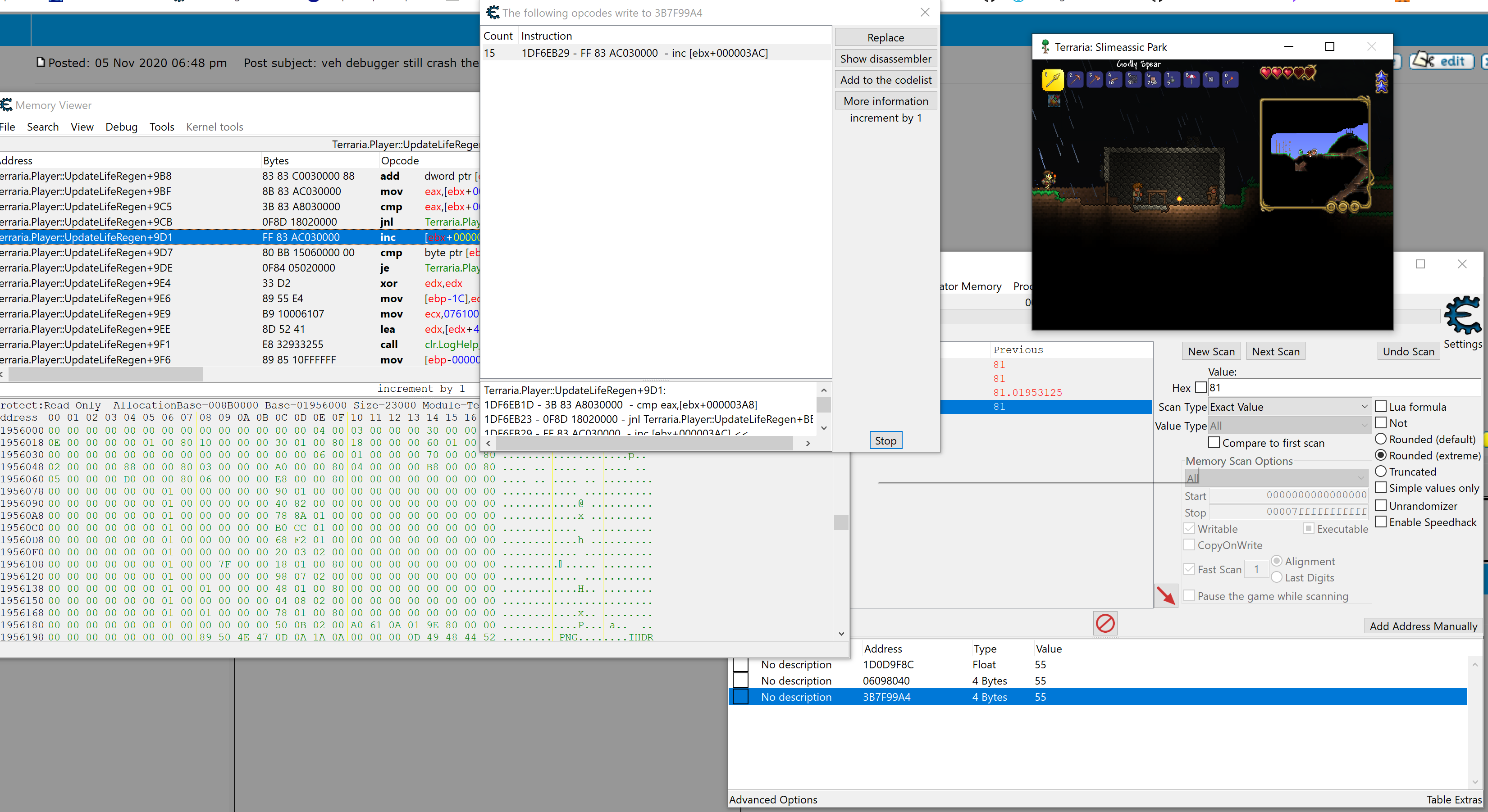 Cheat Engine :: View topic - veh debugger still crash the games